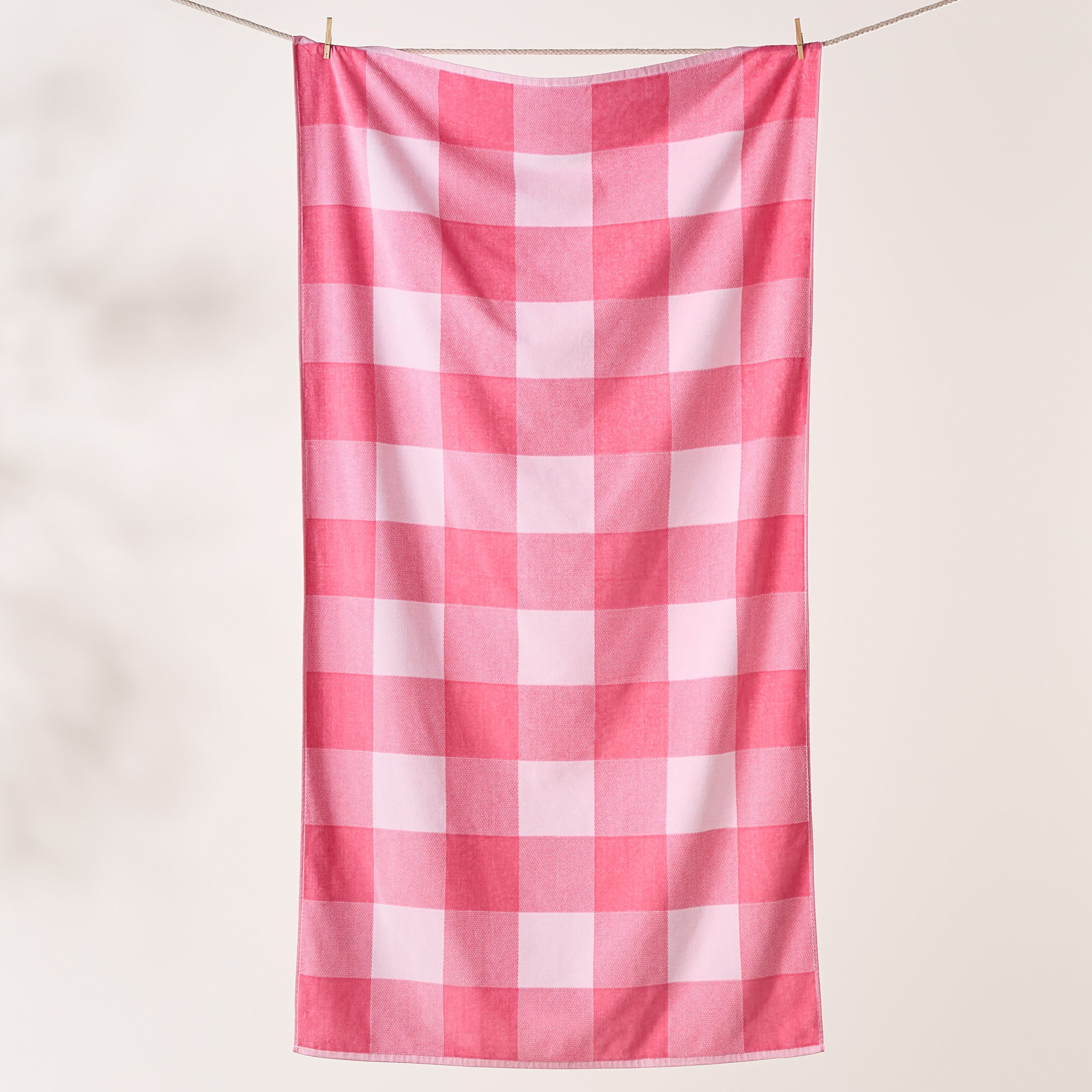 Velour Pink Gingham Beach Towel | Adairs