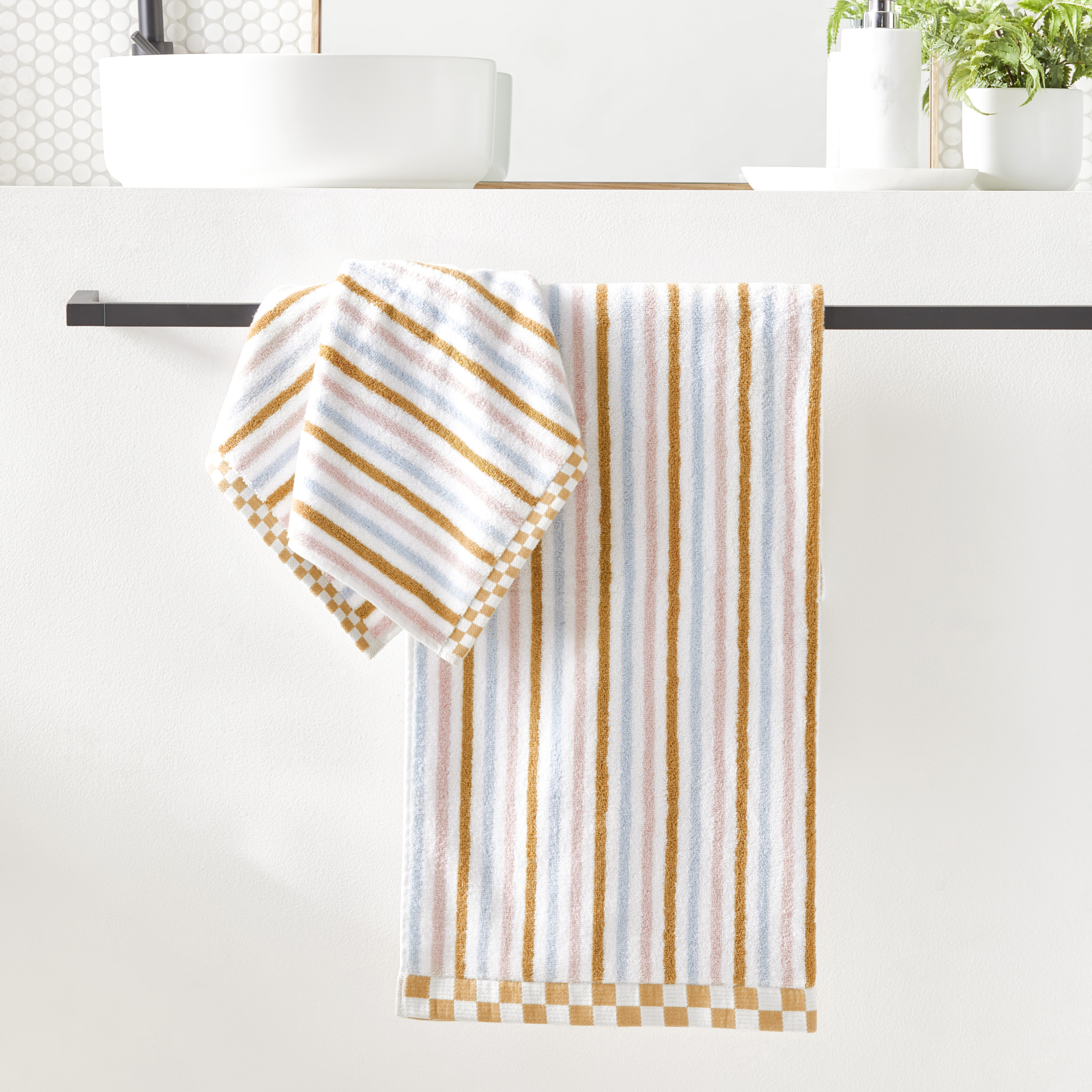Lottie Stripe Mustard Multi Towel Range | Adairs
