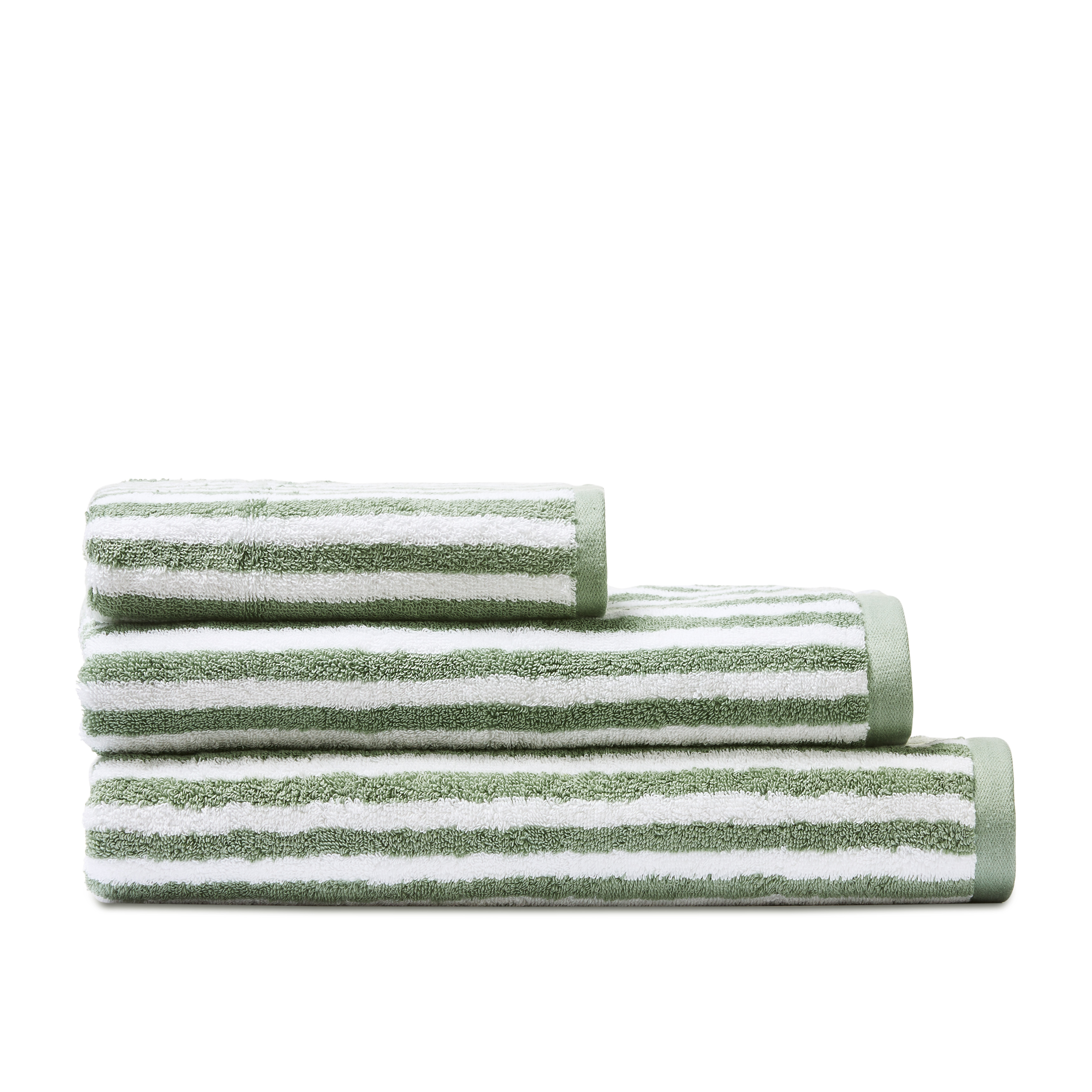 Capri Stripe Eucalyptus & White Towel Range | Adairs