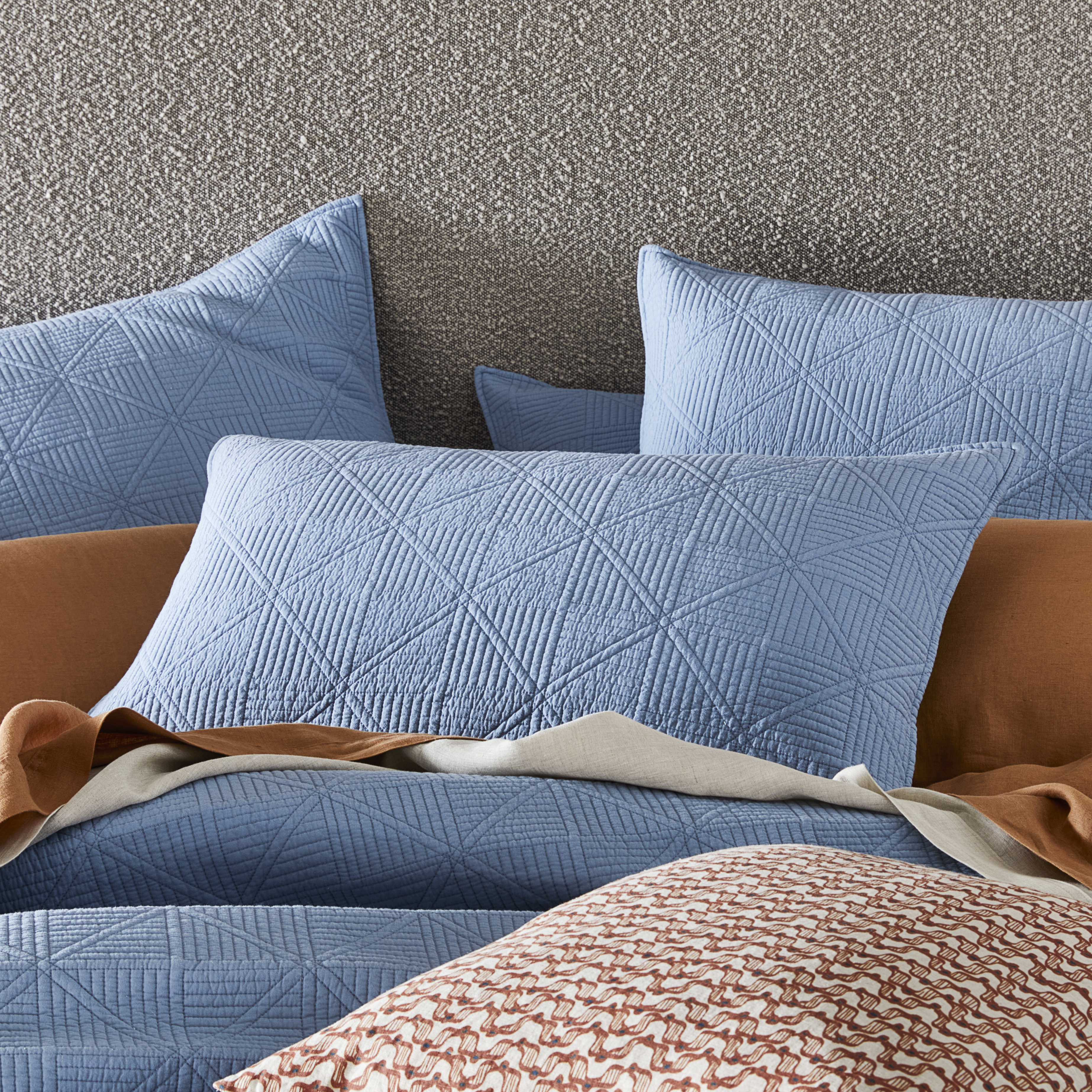 Prism Steel Blue Quilted Coverlet Separates | Adairs