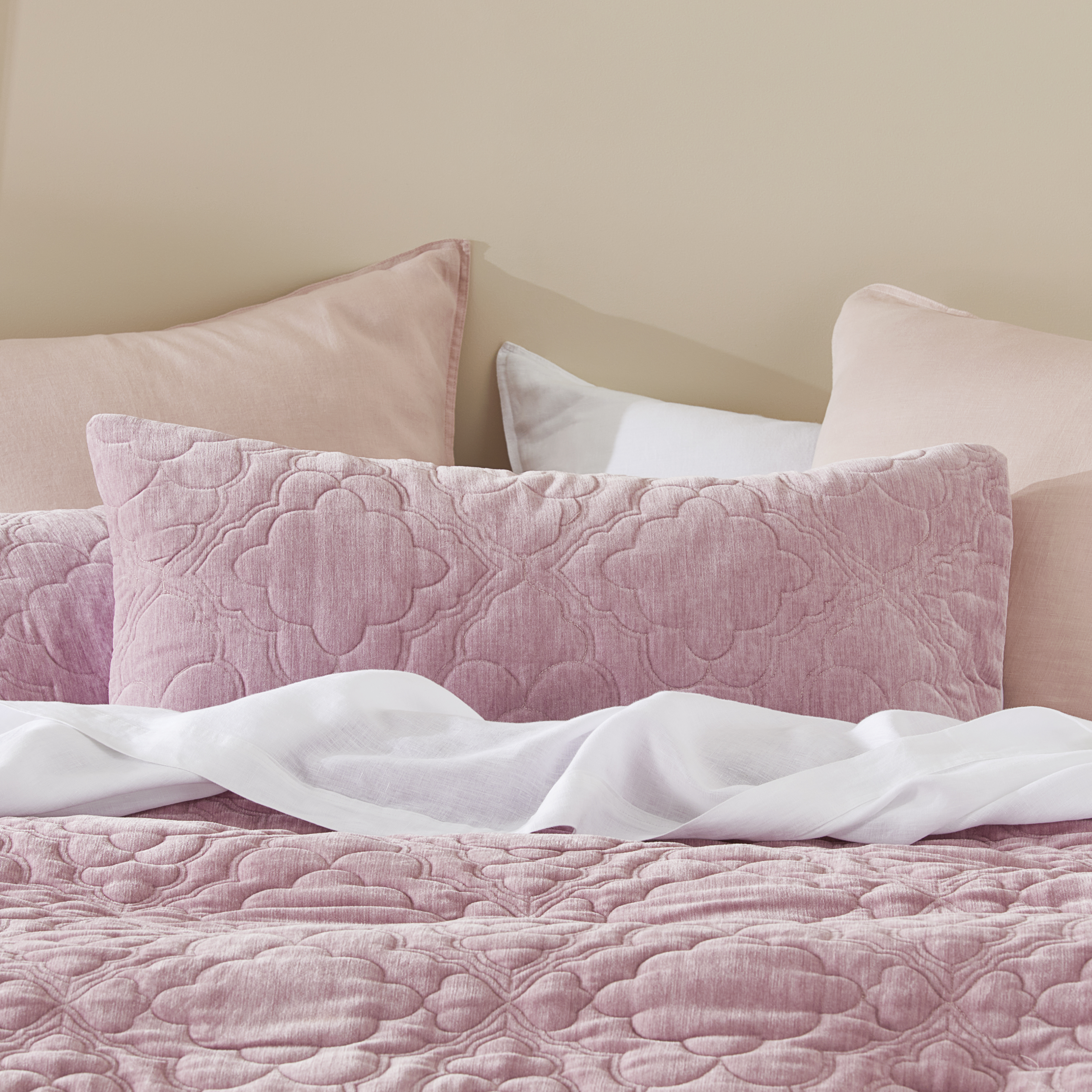 Brielle Velvet Pink Quilted Pillowcases | Adairs