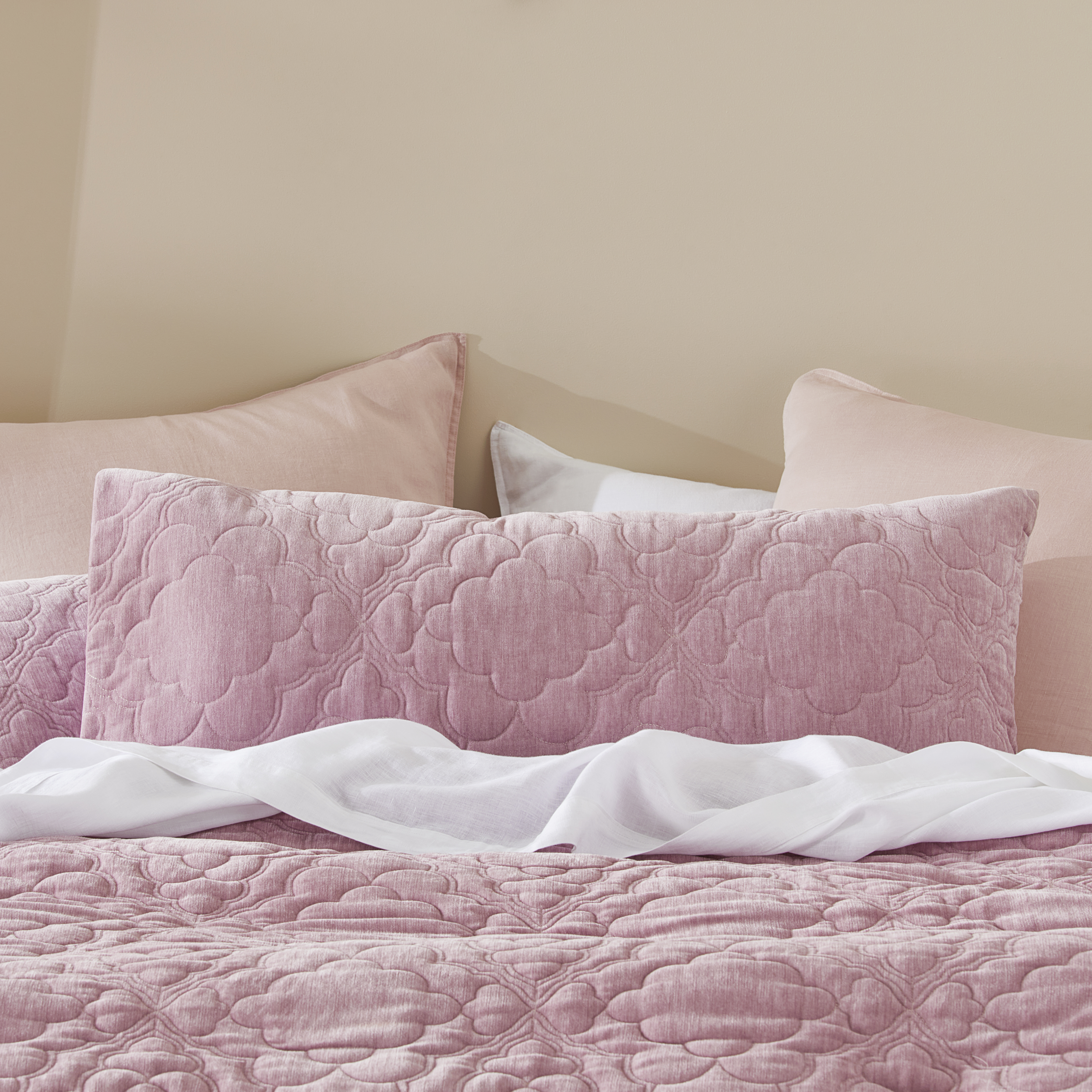 Brielle Velvet Pink Quilted Coverlet Separates | Adairs