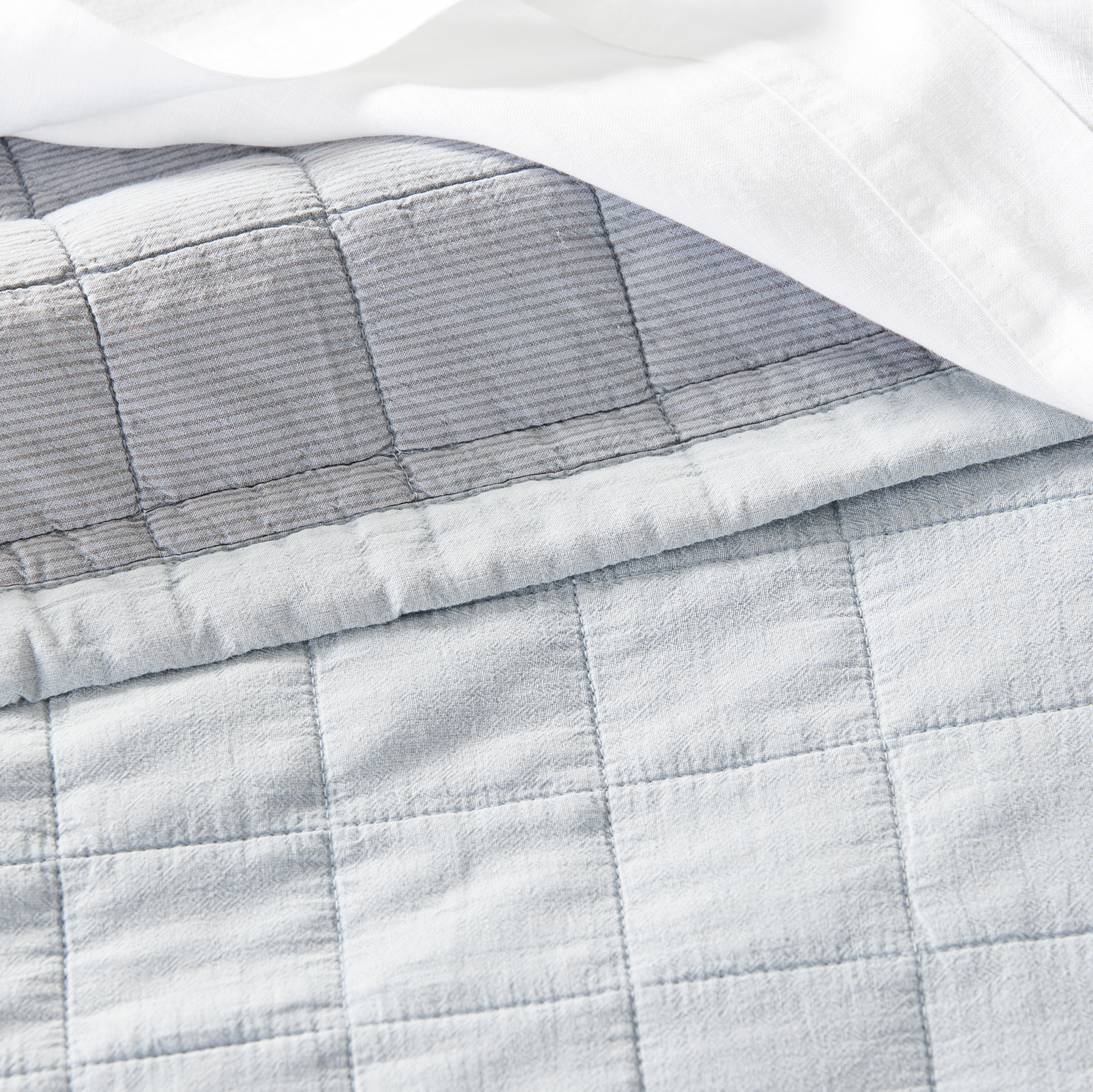 Mosman Soft Blue Stripe Quilted Coverlet Separates | Adairs