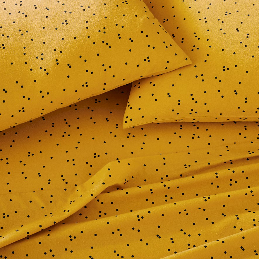 Printed Mustard Spot Flannelette Sheet Set | Adairs