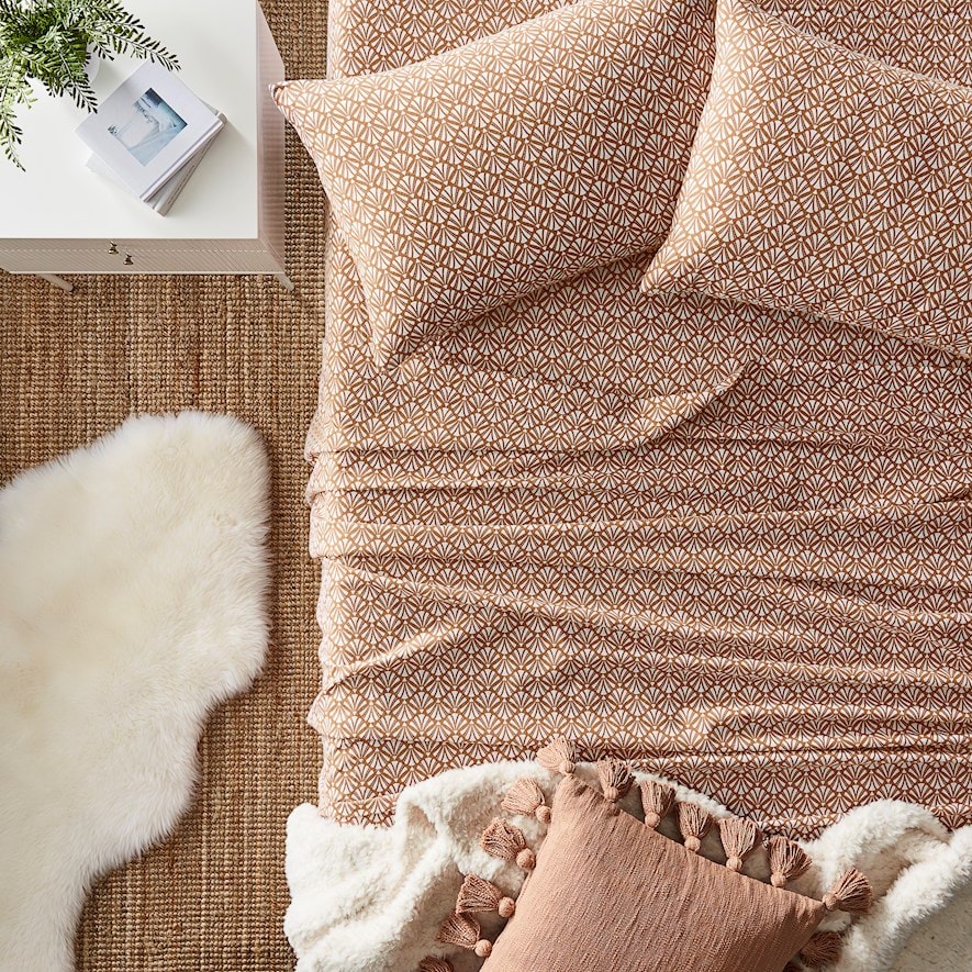 Printed Flannelette Clay Deco Sheet Set | Adairs