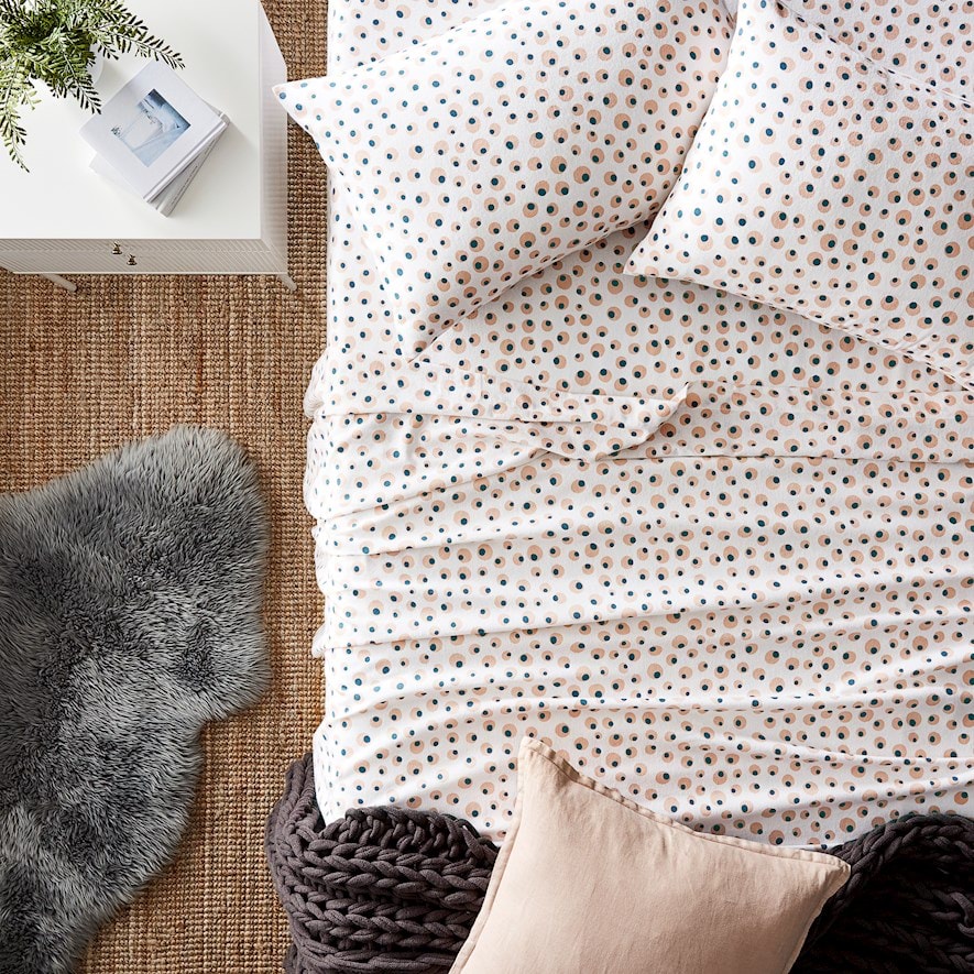 Printed Flannelette Pink Spot Sheet Set | Adairs