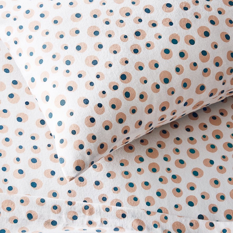 Printed Flannelette Pink Spot Sheet Set | Adairs
