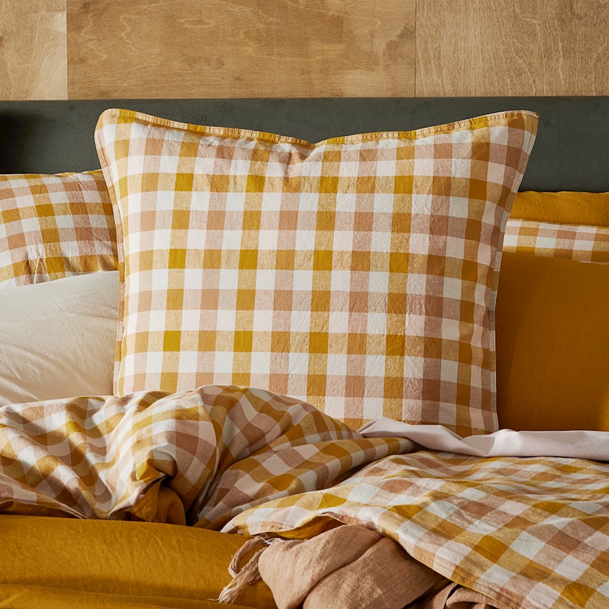 Charlie Mustard Check Quilt Cover Separates | Adairs