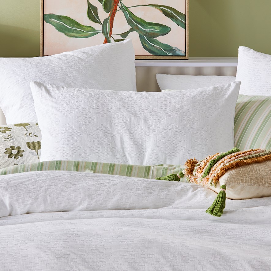 Finley White Matelasse Pillowcases | Adairs