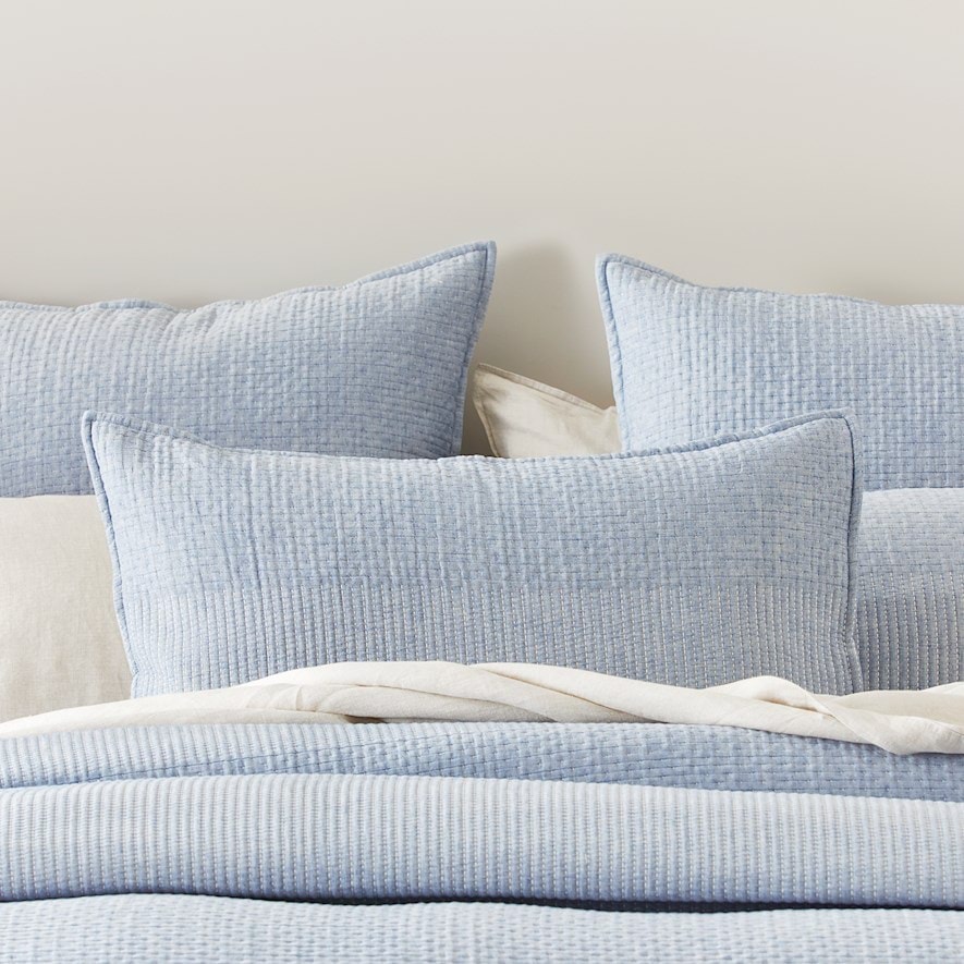 Cameo Blue Quilted Pillowcases | Adairs