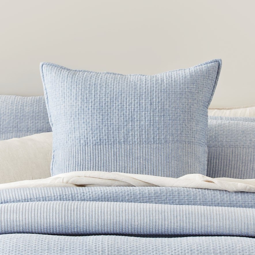 Cameo Blue Quilted Pillowcases | Adairs