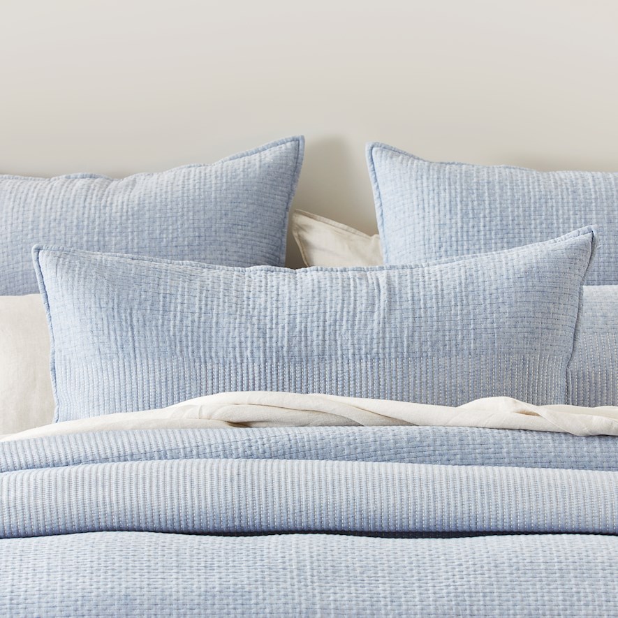 Cameo Blue Quilted Pillowcases | Adairs