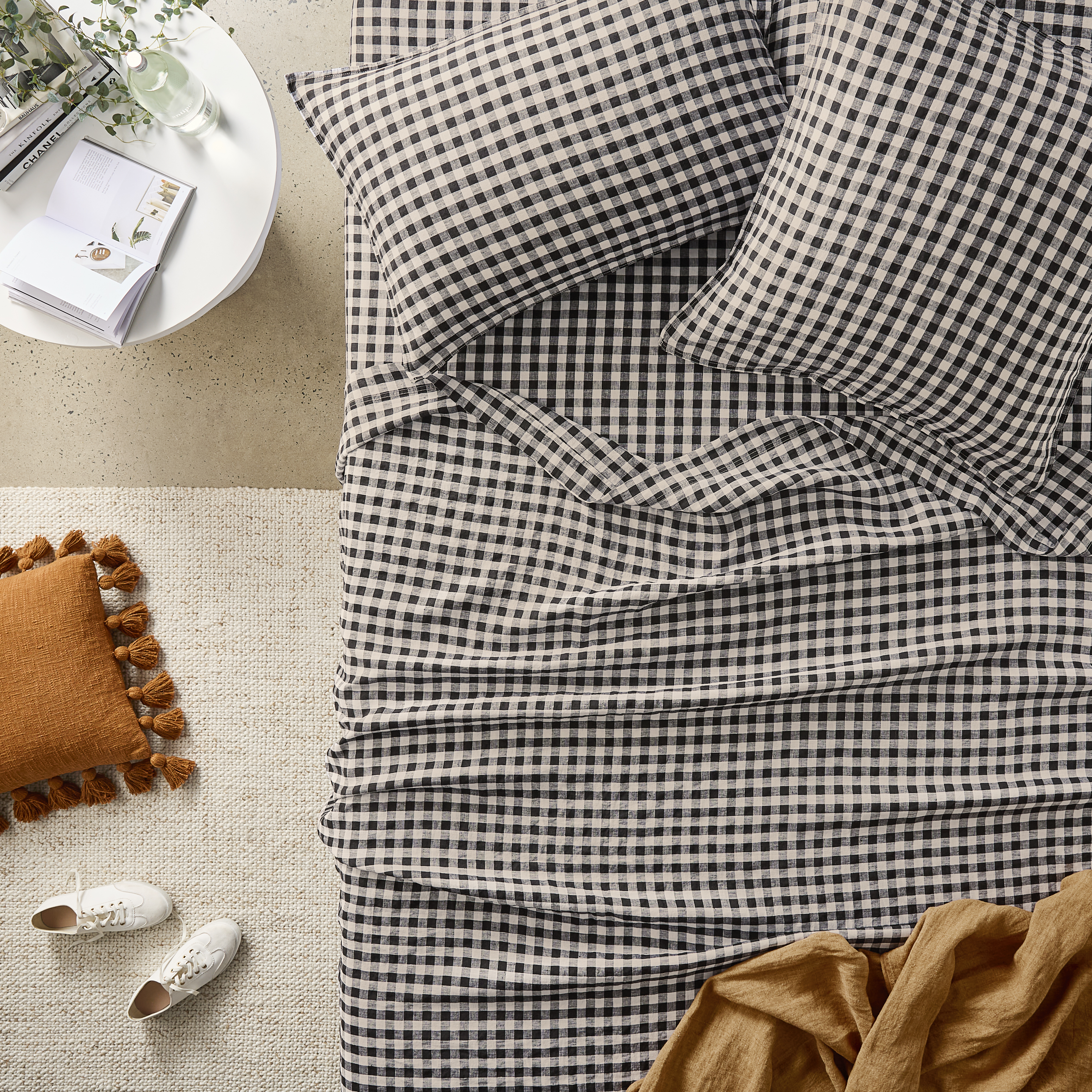 Vintage Washed Onyx Check Pillowcases | Adairs