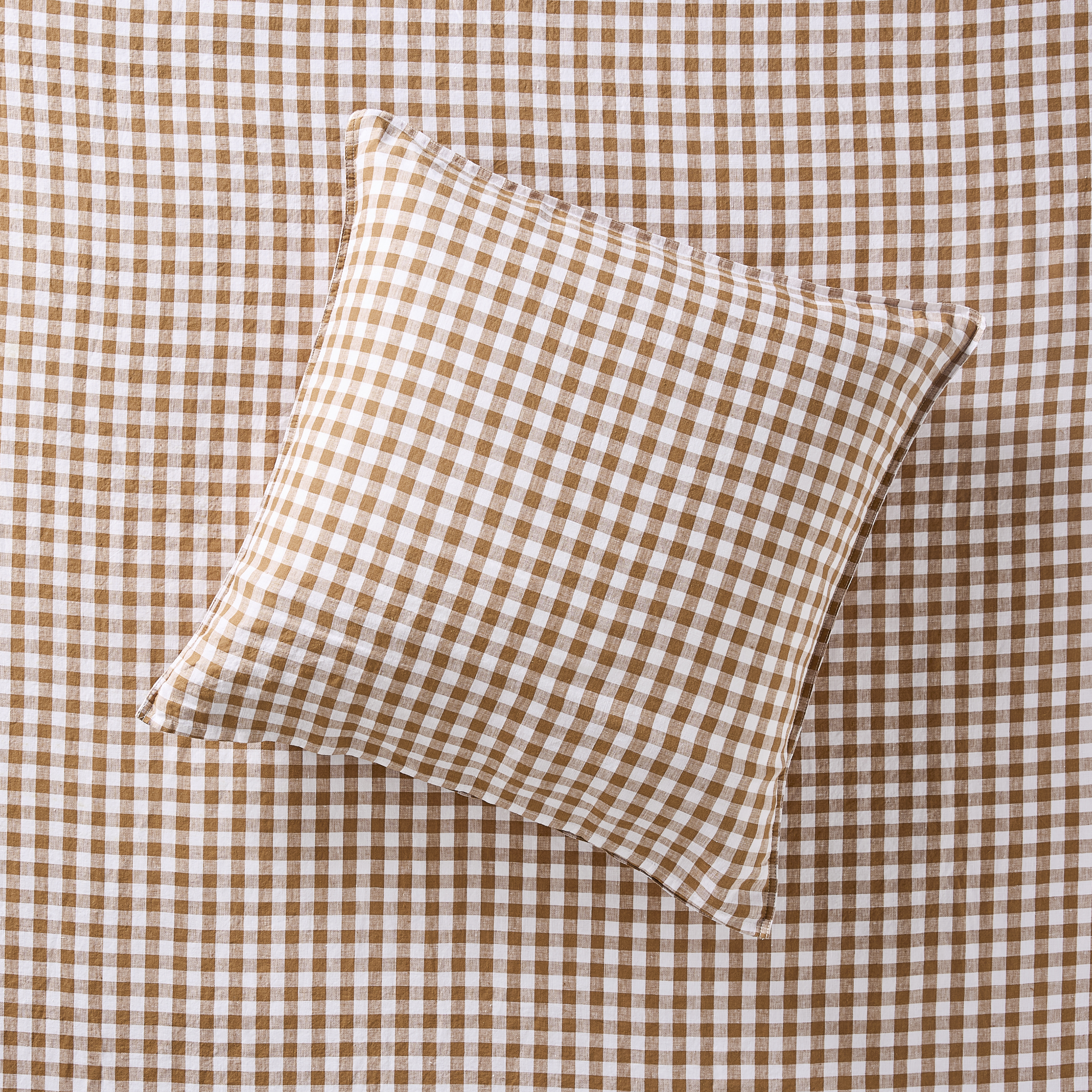Vintage Washed Caramel Check Pillowcases | Adairs