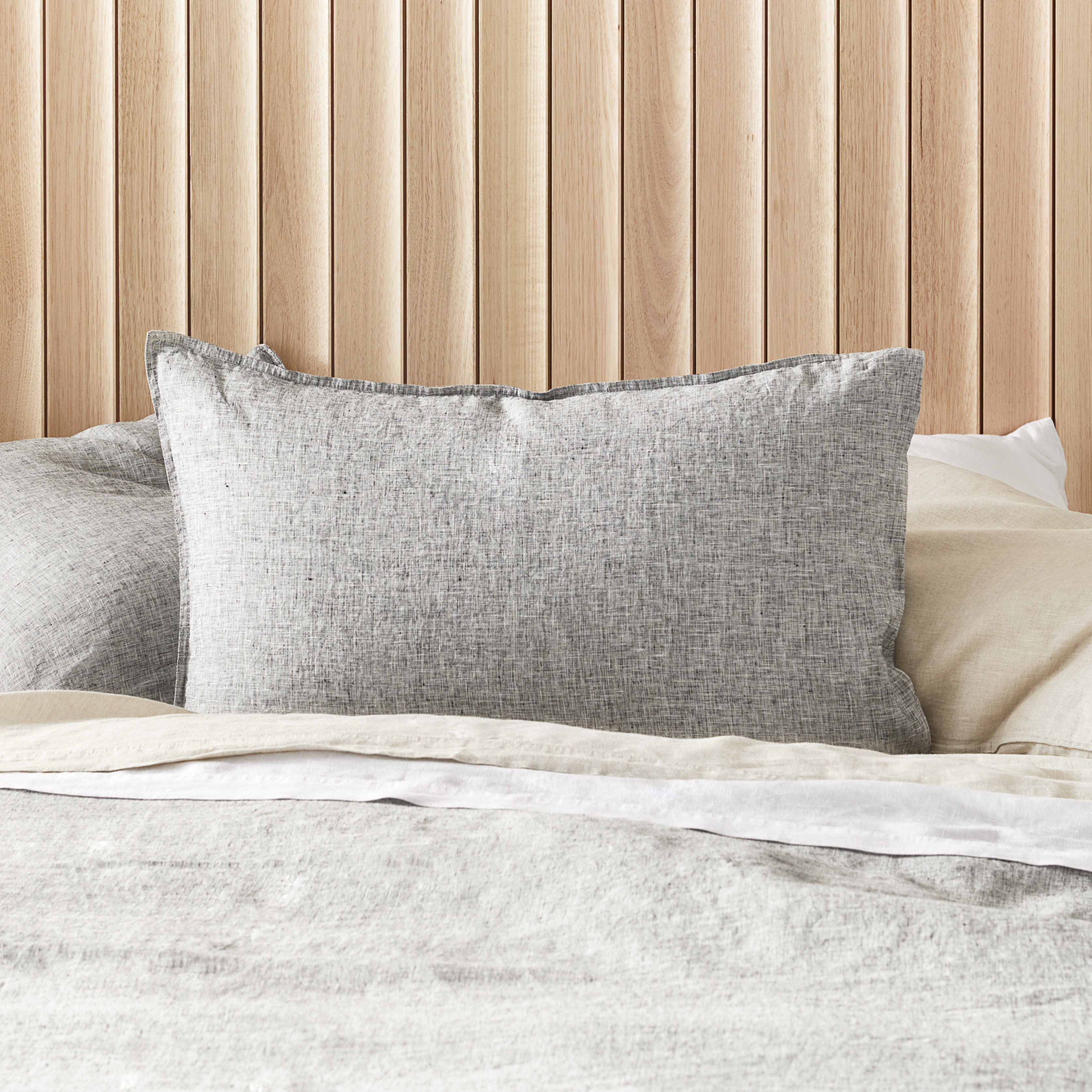 Vintage Washed Linen Onyx Woven Pillowcases | Adairs