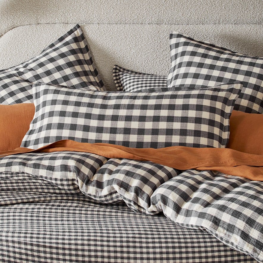 New York Black Check Quilt Cover Separates | Adairs