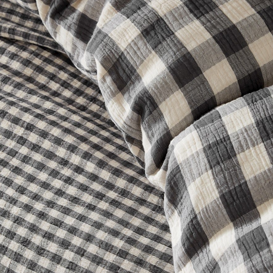 New York Black Check Quilt Cover Separates | Adairs