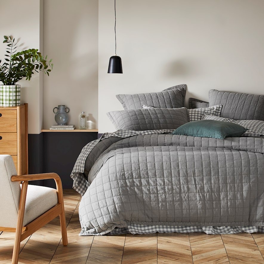 Mosman Smoke Quilted Quilt Cover Separates | Adairs