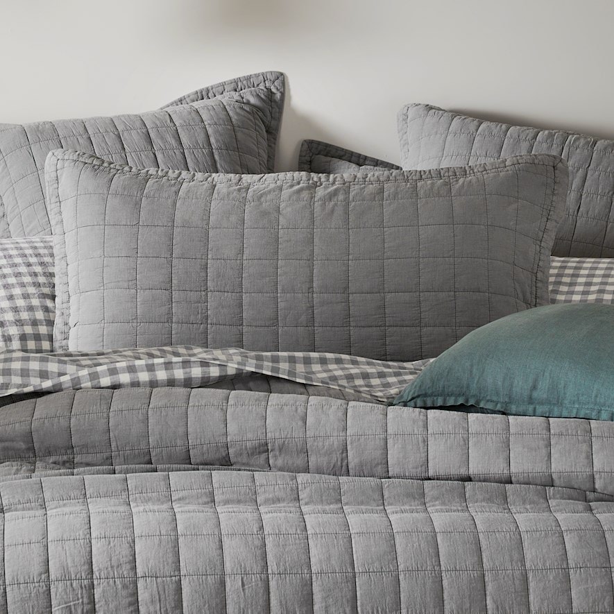 Mosman Smoke Quilted Quilt Cover Separates | Adairs