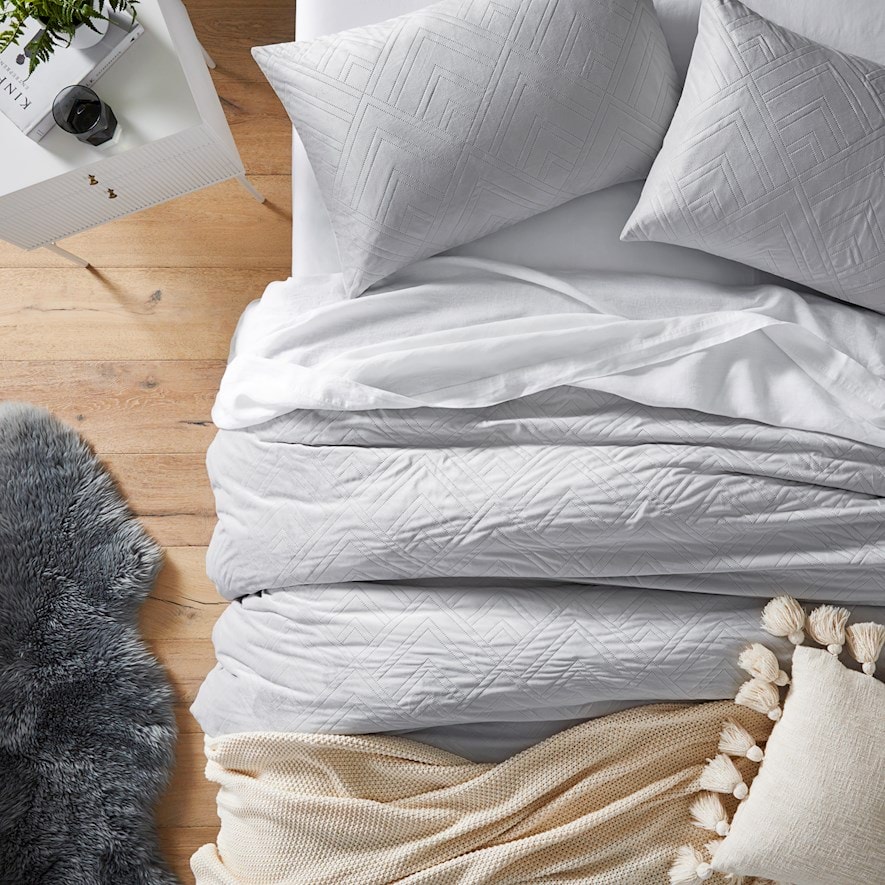 Zayn Silver Velvet Quilt Cover Set + Separates | Adairs