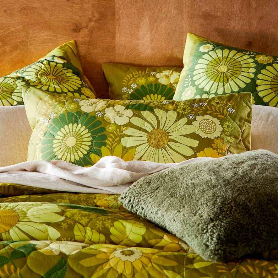 Lime Daisy Quilted Quilt Cover Separates | Adairs
