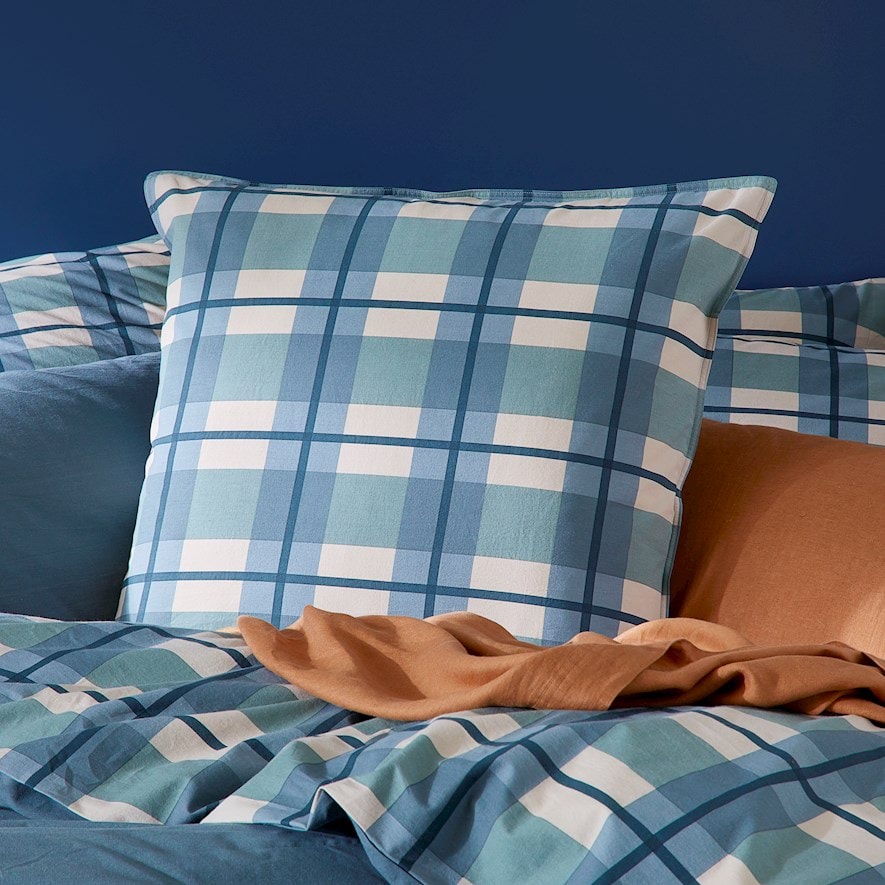 Home Republic - Stonewashed Cotton Printed Ocean Check Quilt Cover ...