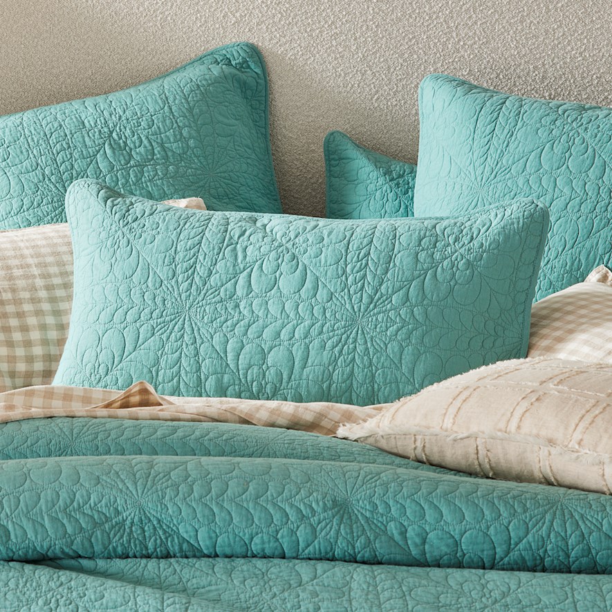 Daisy Turquoise Quilted Quilt Cover Separates | Adairs