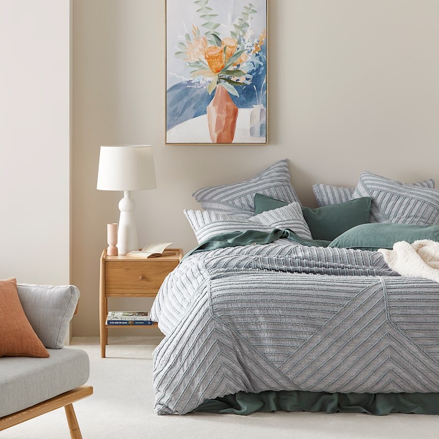 Kian Tufted Silver Quilt Cover Separates | Adairs