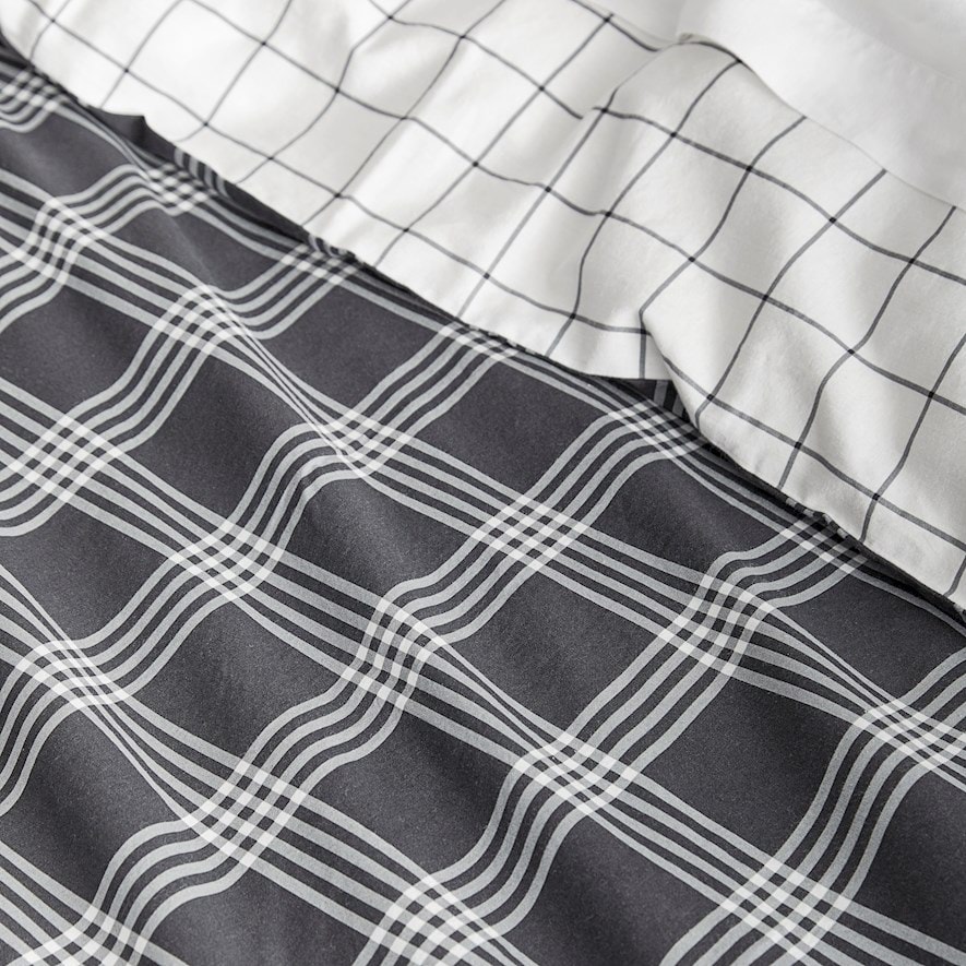 Stonewashed Cotton Printed Black Checkerboard Quilt Cover Separates ...