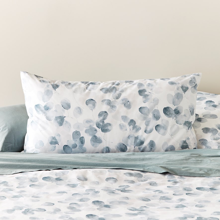 Tranquil Blue Grey Bamboo Cotton Quilt Cover Set + Separates | Adairs