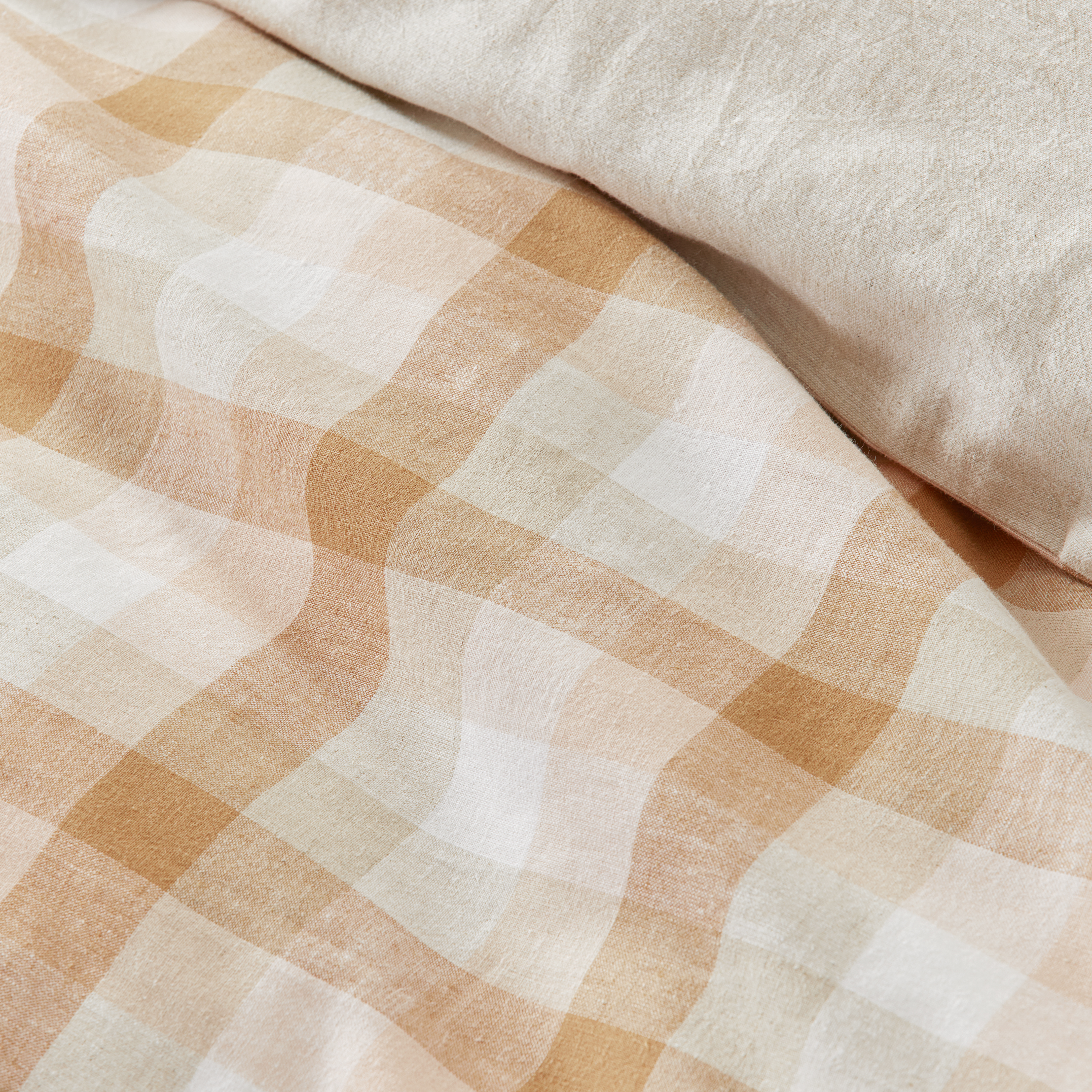 Vintage Washed Linen Cotton Earth Check Quilt Cover Set + Separates ...