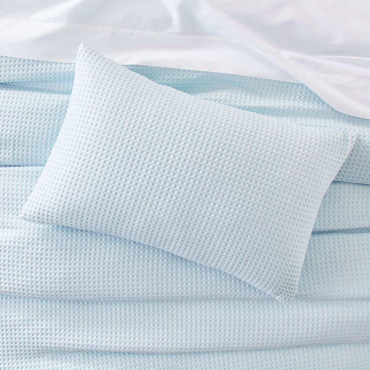 Windsor Waffle Blue Quilt Cover Set + Separates | Adairs