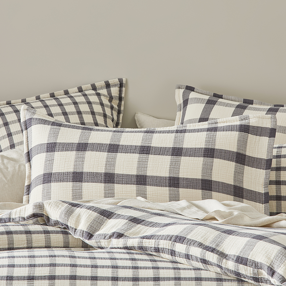 Chelsea Check Charcoal Quilt Cover Separates | Adairs