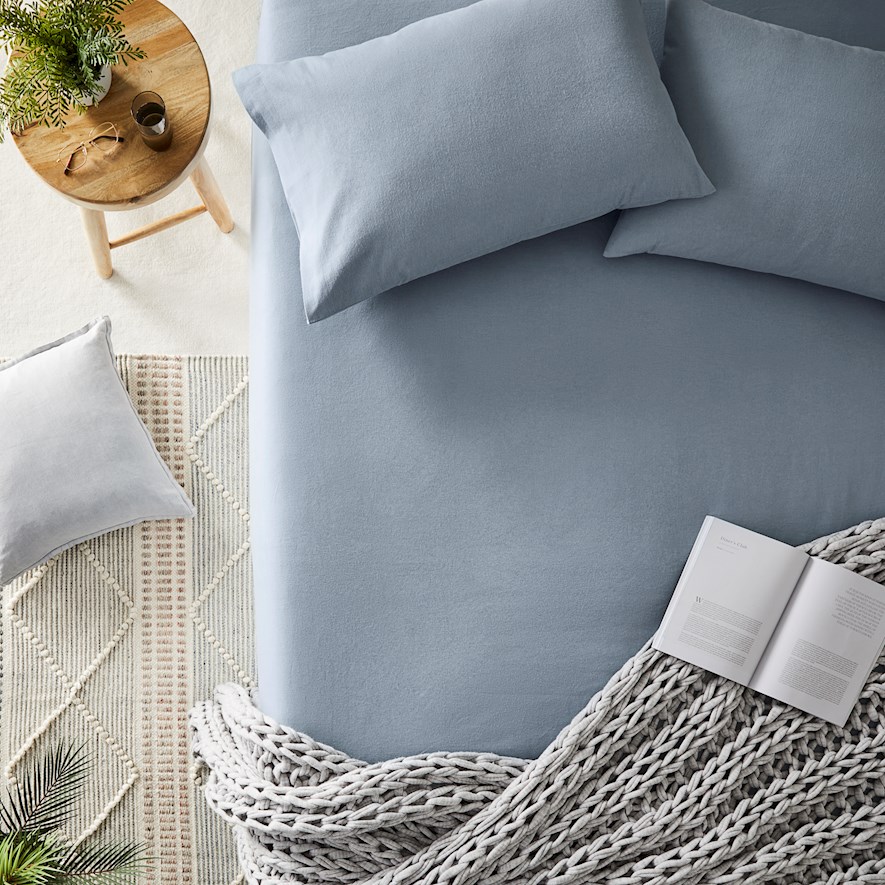Flannelette Powder Blue Sheet Set | Adairs