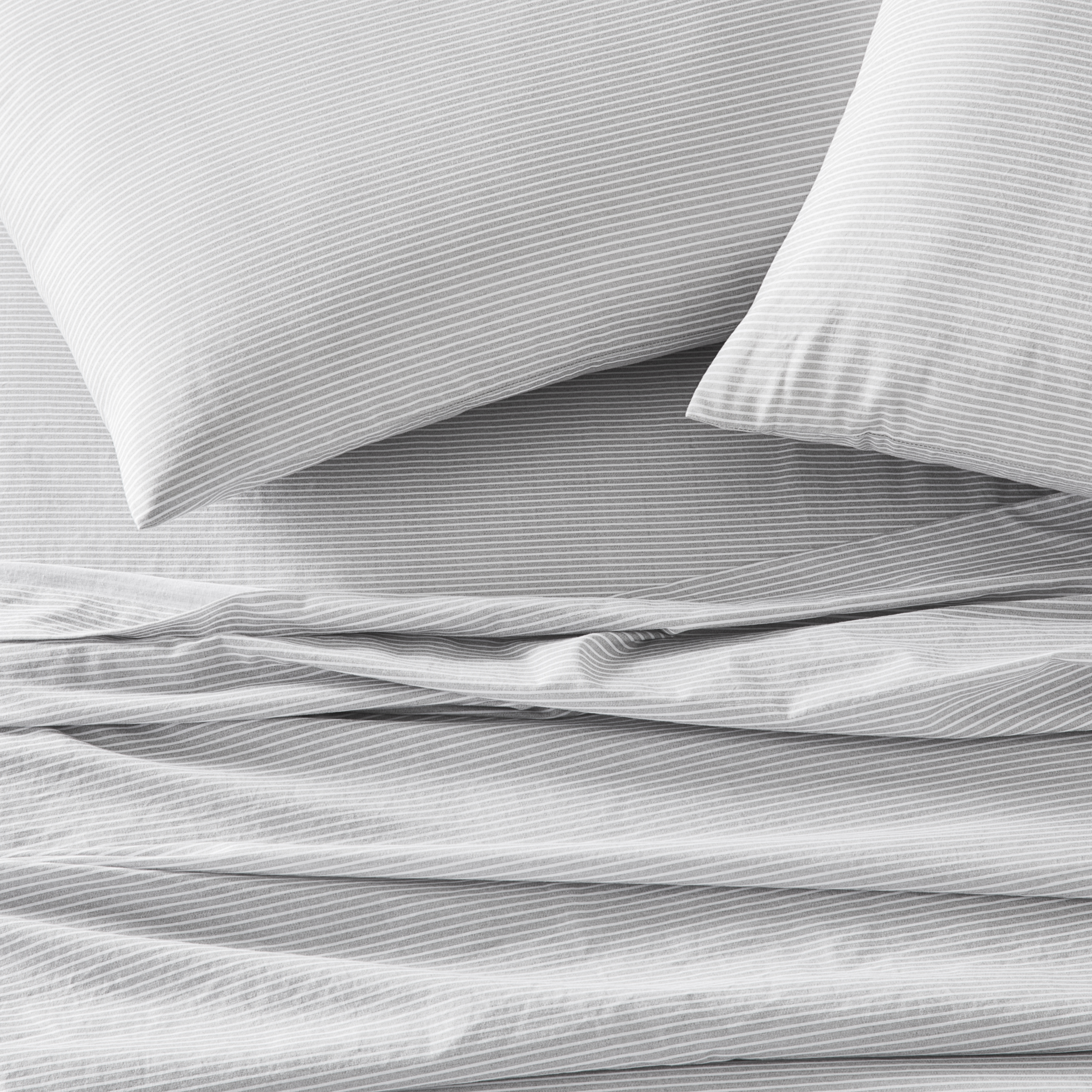 Stonewashed Cotton Grey Stripe Printed Sheet Set | Adairs