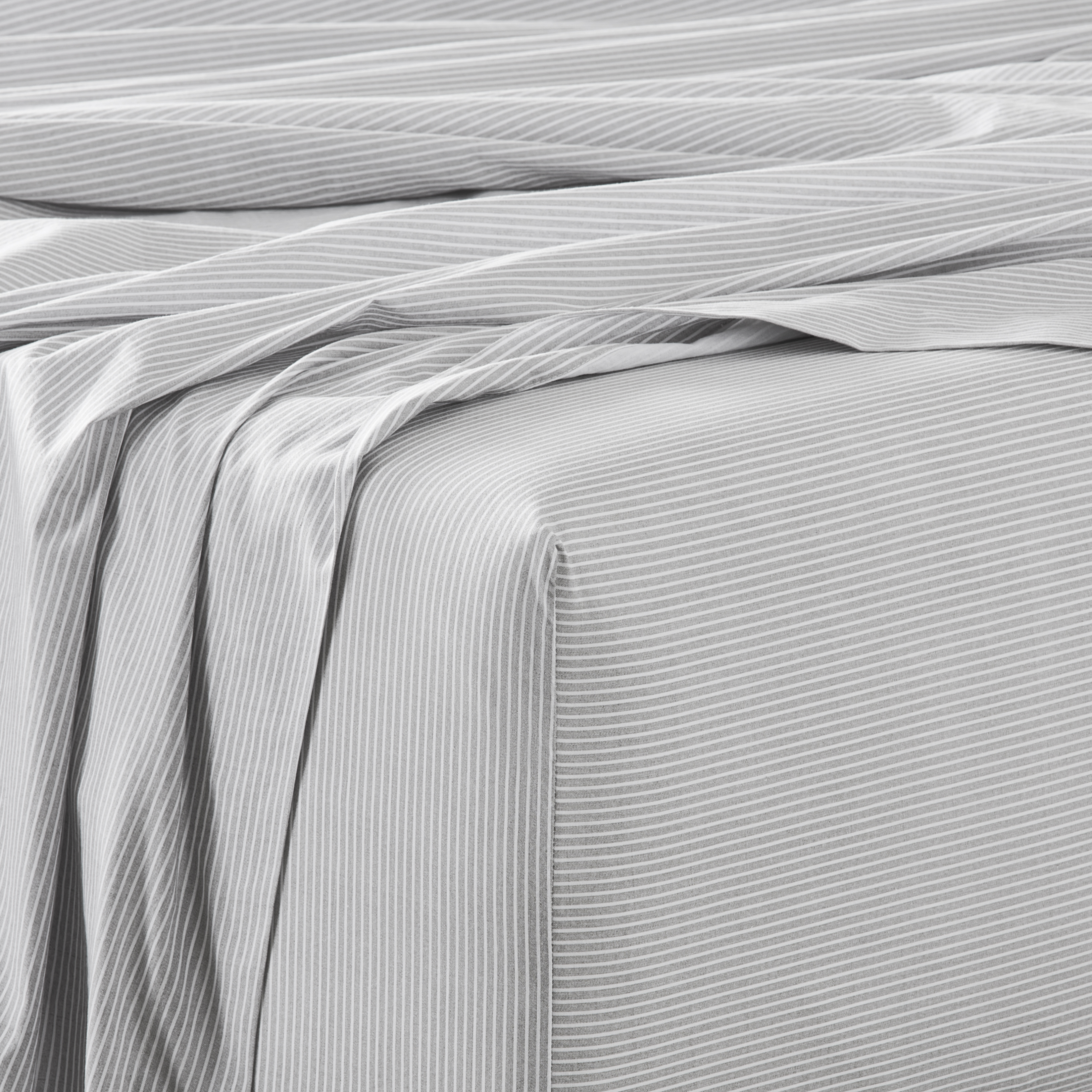 Stonewashed Cotton Grey Stripe Printed Sheet Set | Adairs