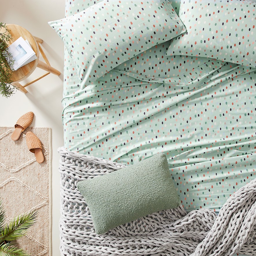 Printed Sage Rain Sheet Set | Adairs