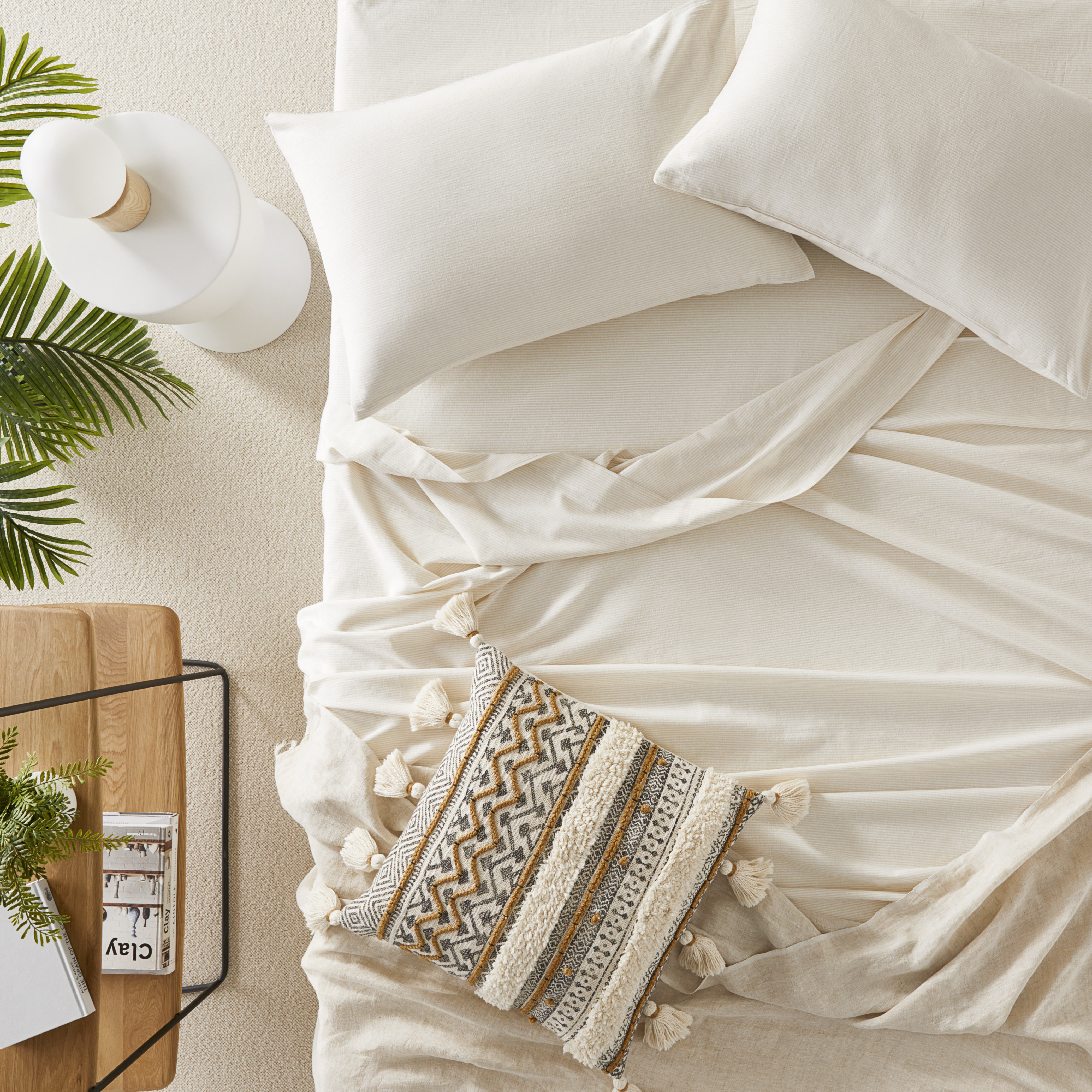 Vintage Washed Linen Cotton Sand Stripe Sheet Set | Adairs