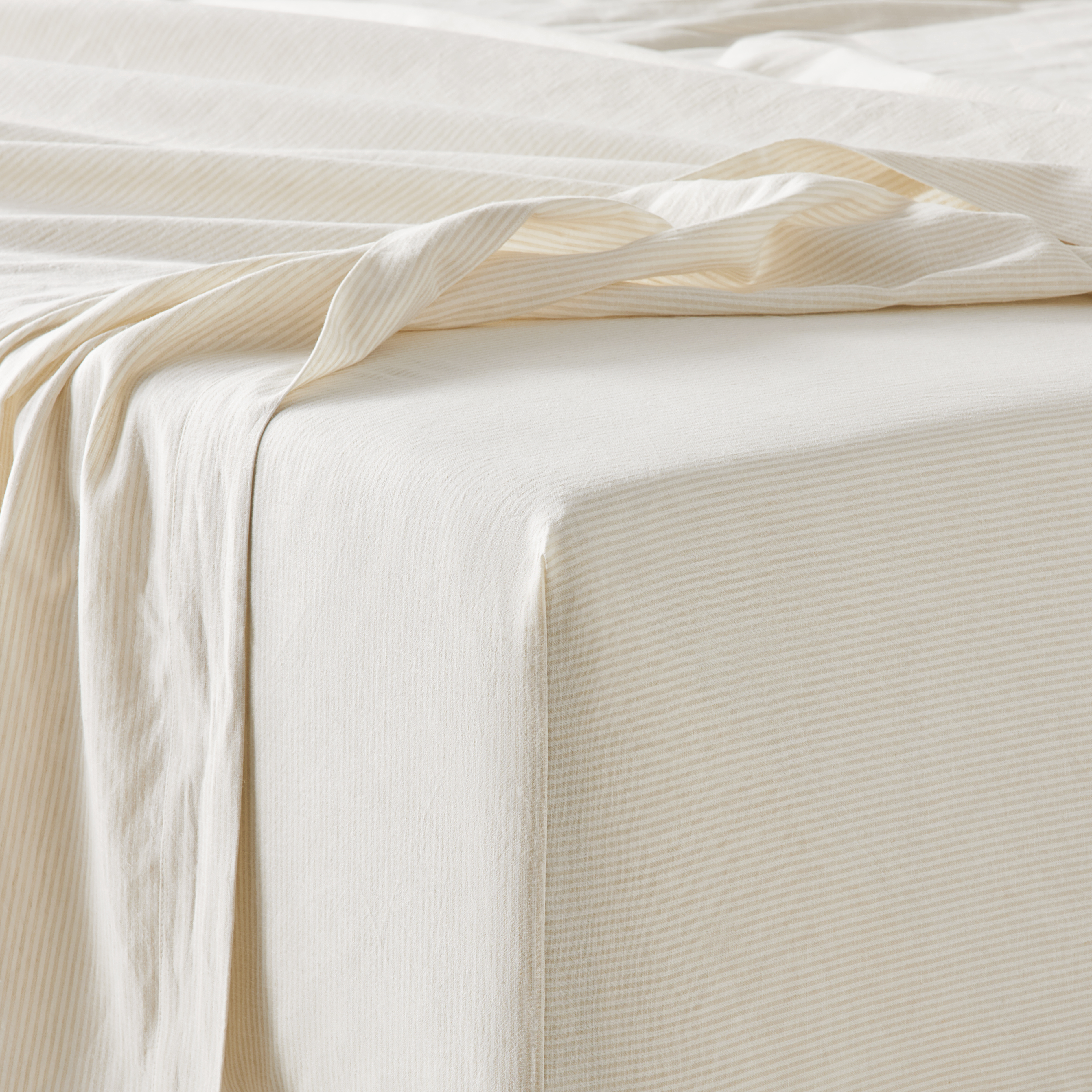 Vintage Washed Linen Cotton Sand Stripe Sheet Set | Adairs