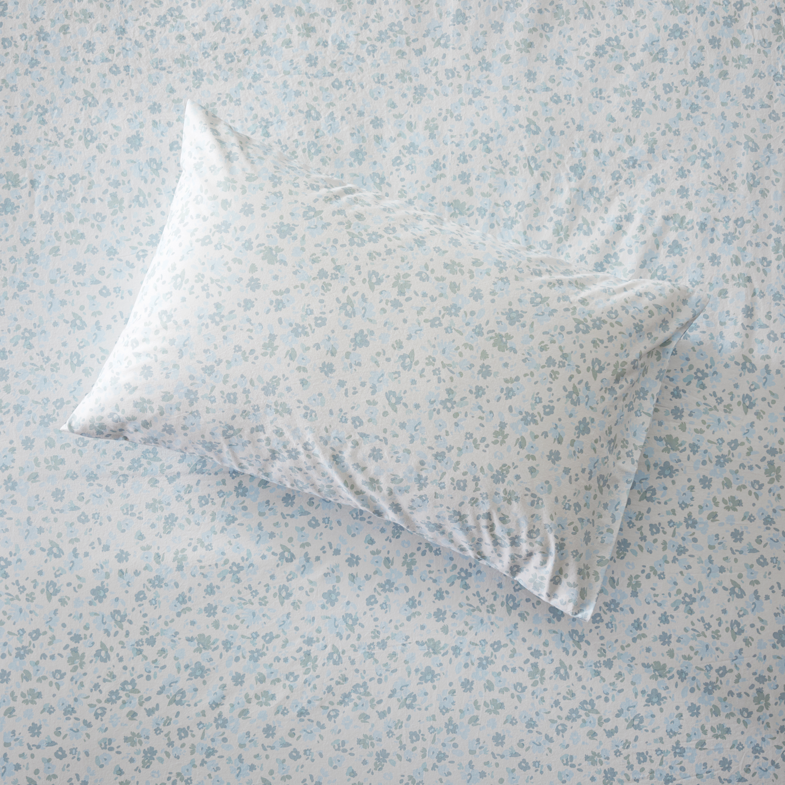 Stonewashed Cotton Printed Aquamarine Daisy Sheet Set | Adairs