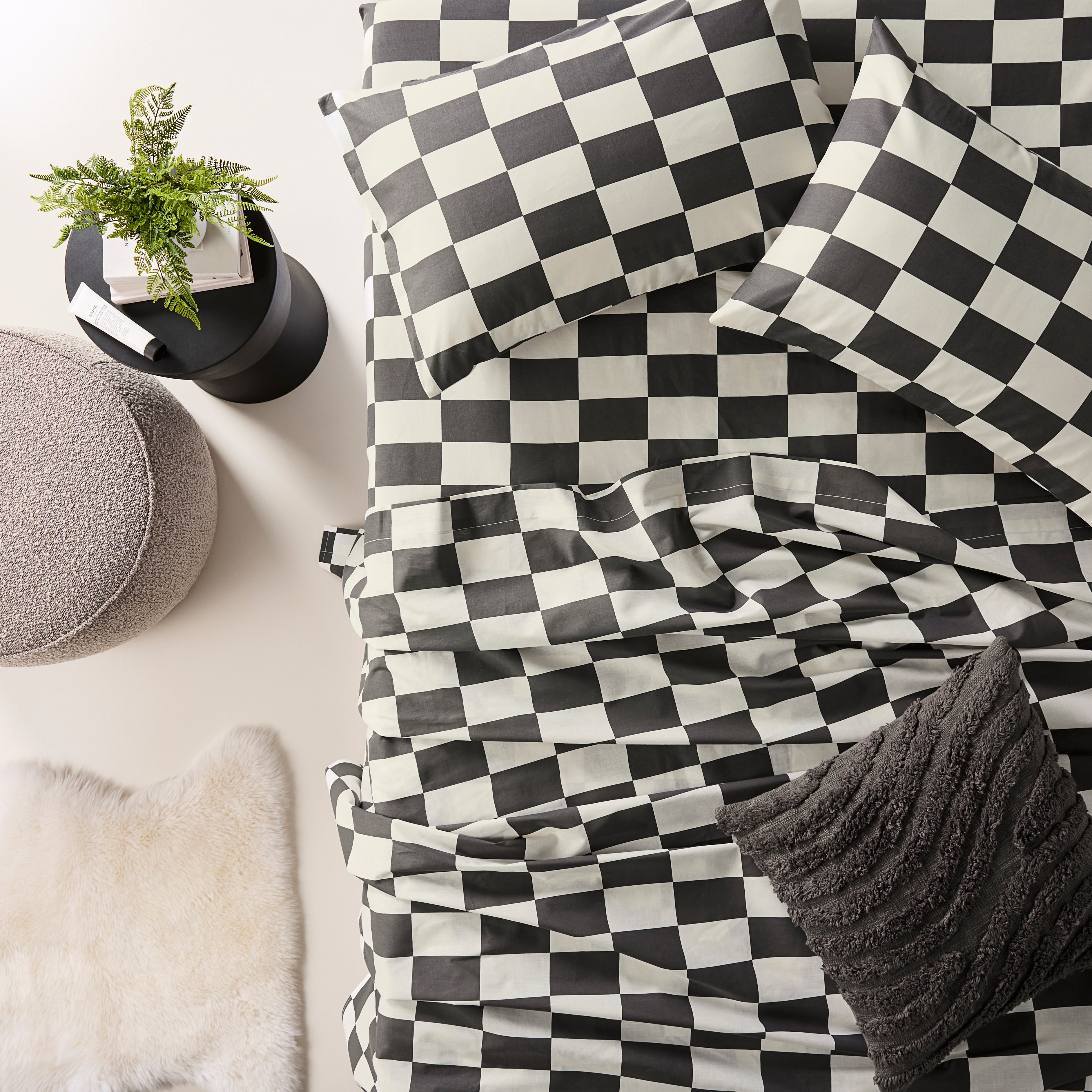 Perfect Cotton Charcoal Brick Printed Percale Sheet Set | Adairs