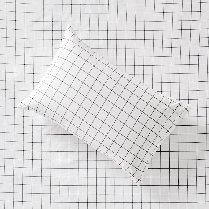 Stonewashed Cotton Printed Black Checkerboard Sheet Separates | Adairs