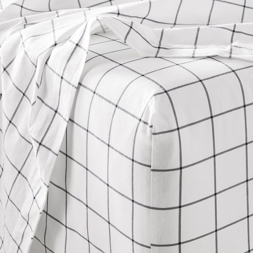 Stonewashed Cotton Printed Black Checkerboard Sheet Separates | Adairs