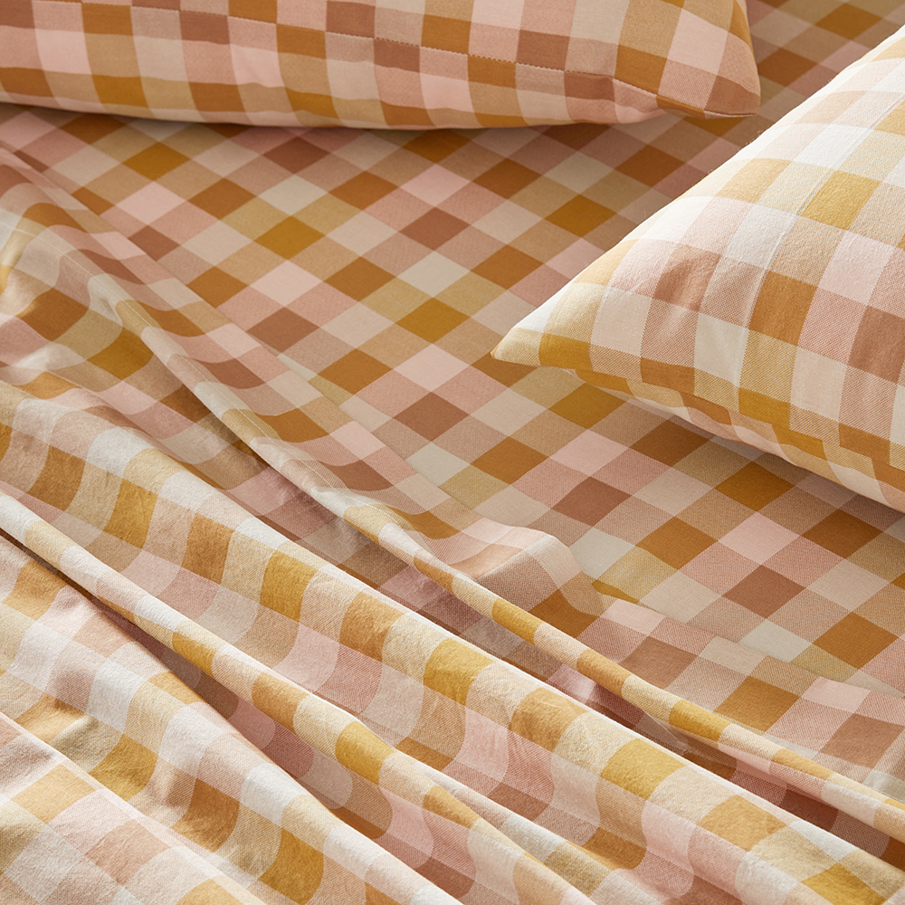 Charlie Check Mustard Printed Sheet Set | Adairs