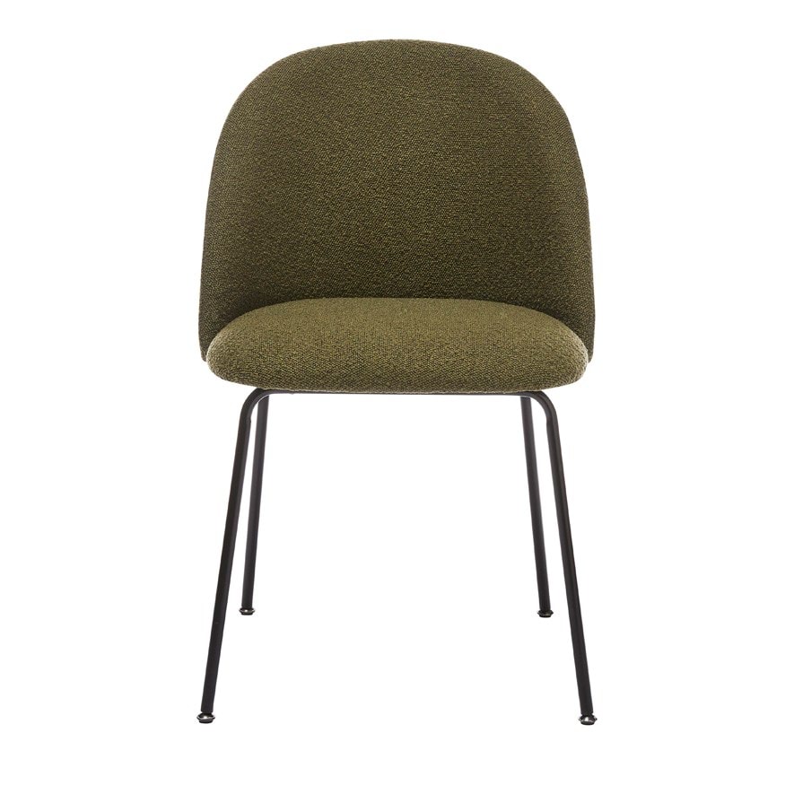 Otis Forest Boucle & Black Dining Chair Set of 2 | Adairs