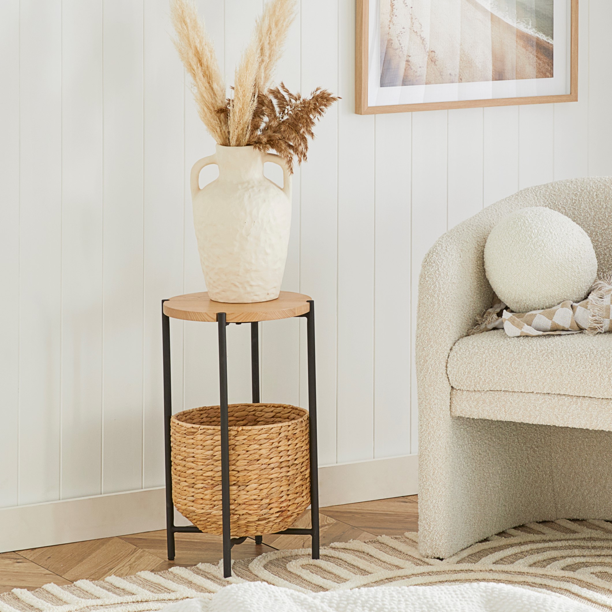 Geneva Natural & Black Side Table | Adairs