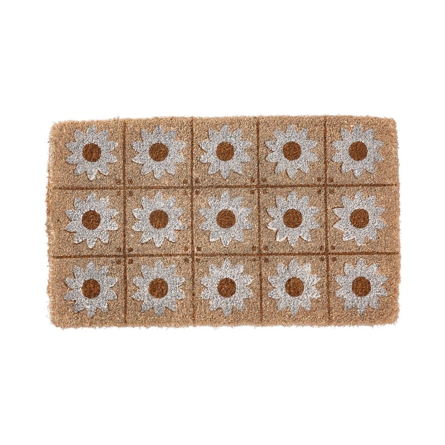 Home Republic - Coir Daisy Tile Door Mat | Adairs