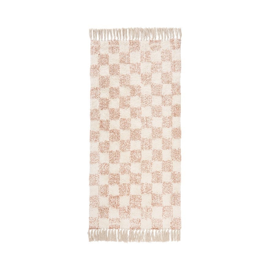 Hanover Caramel & Natural Check Rug Runner | Adairs