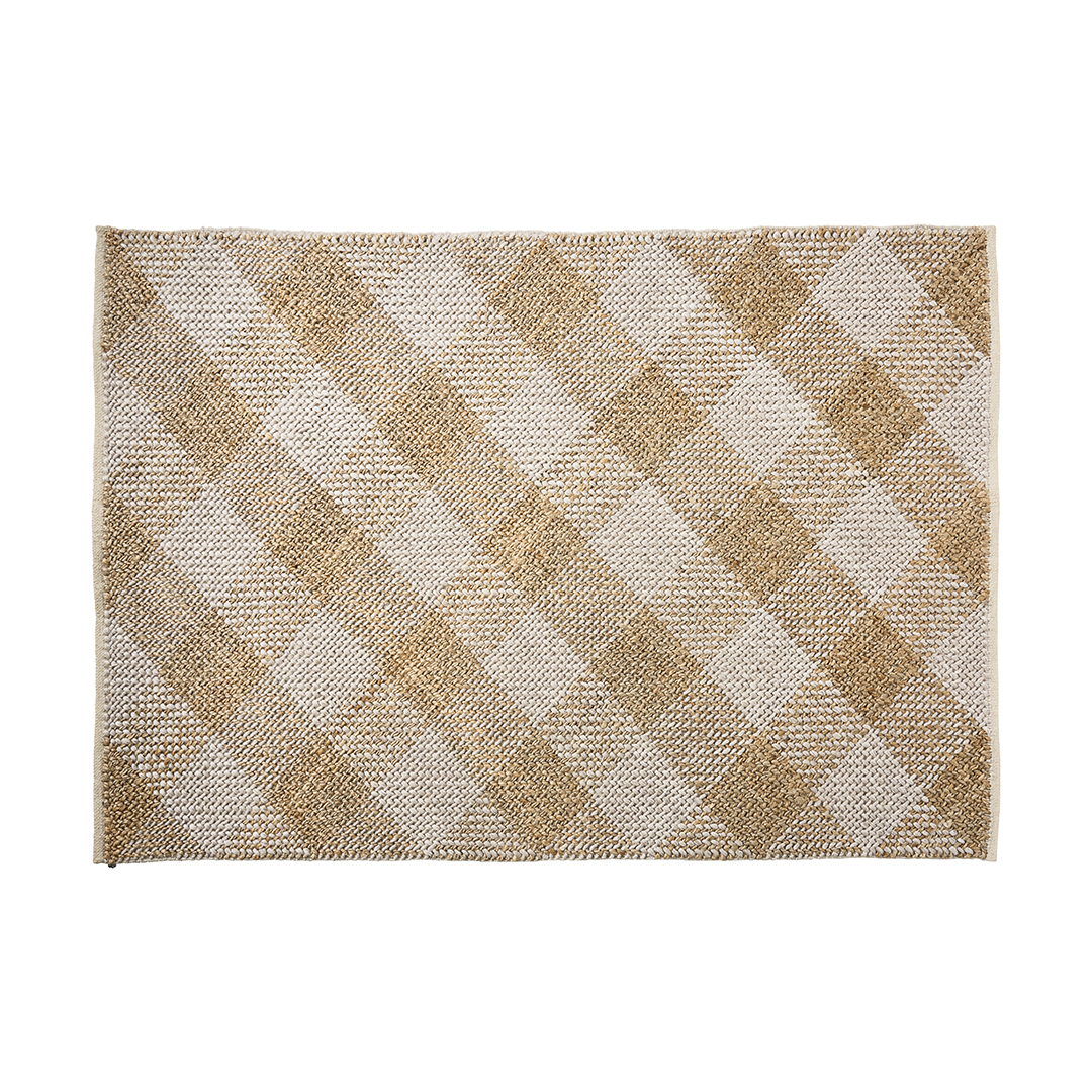 Enzo Natural & Jute Check Rug | Adairs
