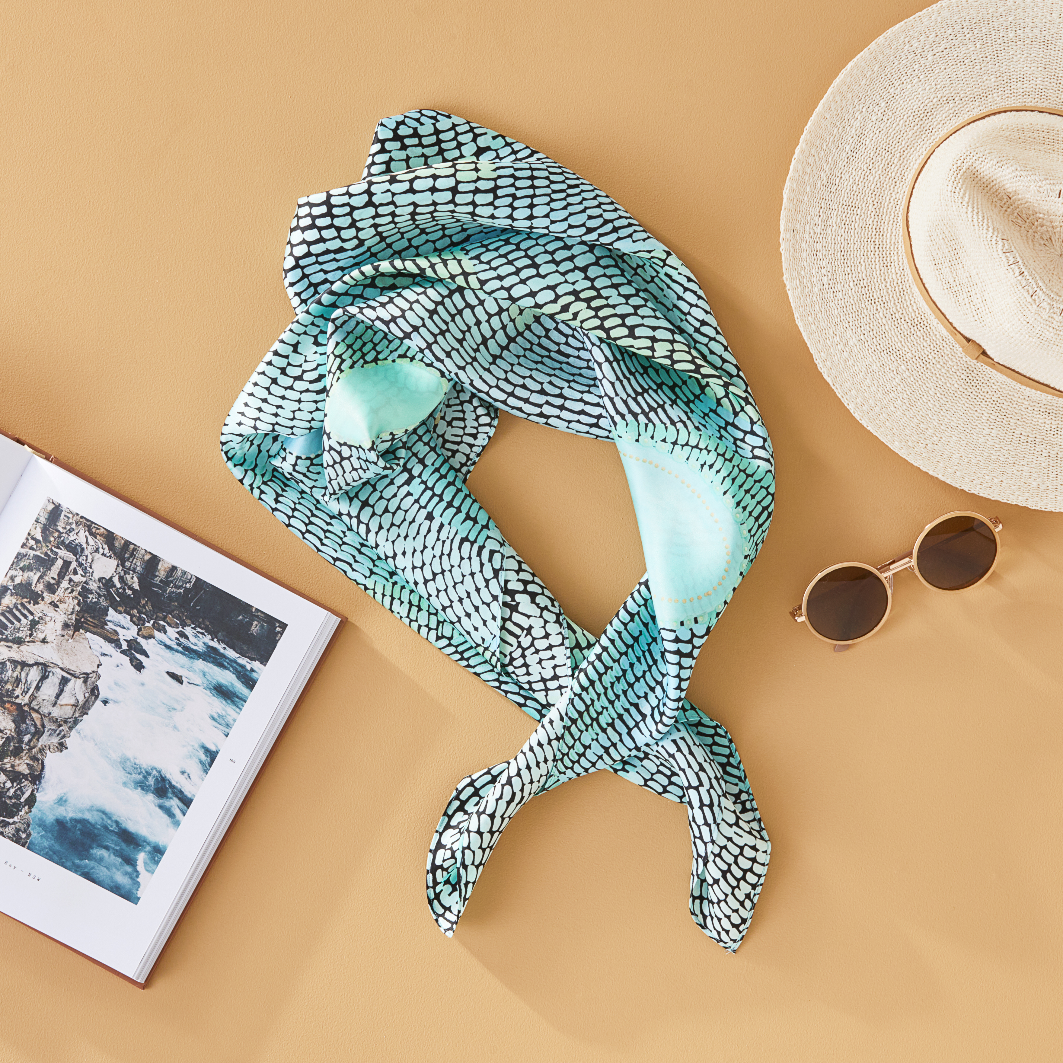 Miimi + Jiinda Lowanna Aqua Silk Scarf | Adairs